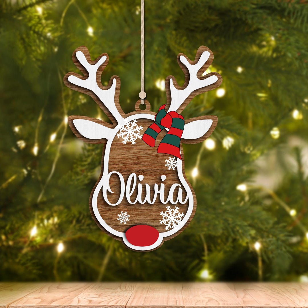 Custom Reindeer Name Christmas Ornament, Custom Rudolph Name Ornaments ...
