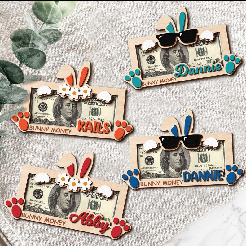 Custom Easter Bunny Money Holder, Customized Bunny Easter Money Holder ...