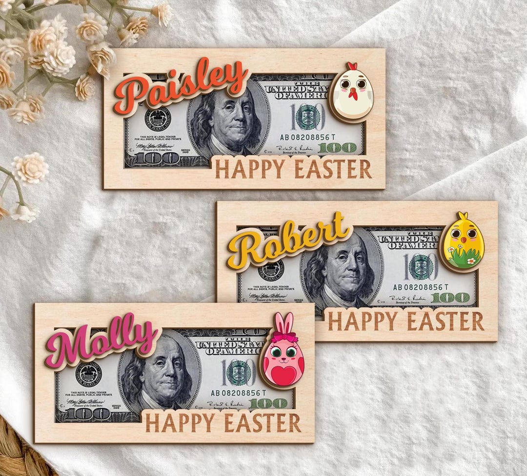 Custom Easter Bunny Money Holder, Personalized Bunny Easter Money ...