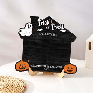 Custom DIY Halloween Footprint Sign, Baby’s First Halloween Footprint ...