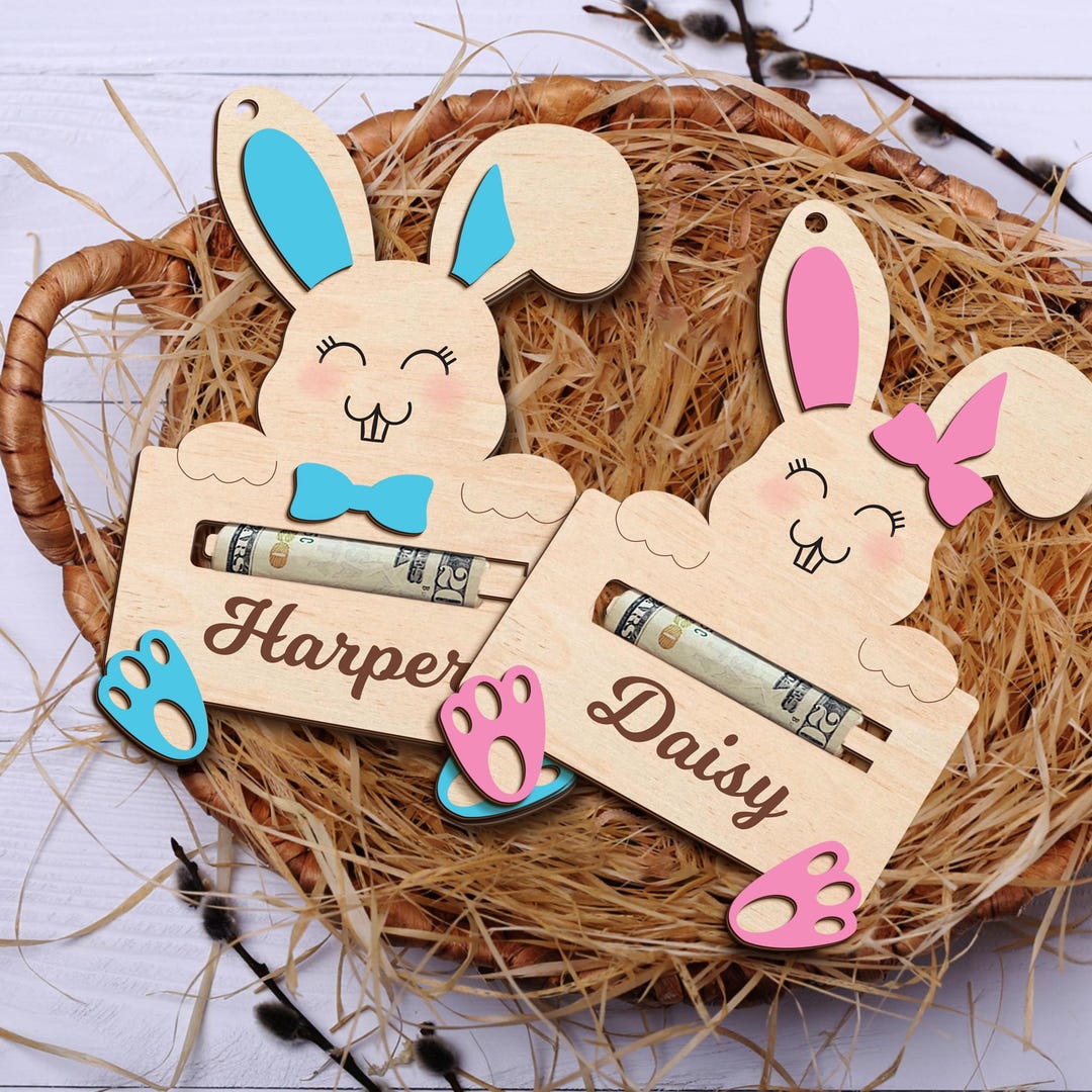 Personalized Easter Bunny Money Holder, Easter Money Holder Gift ...