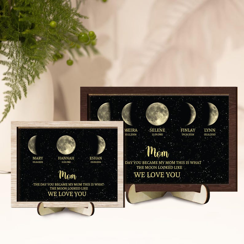 Custom Moons Phase Frame With Kids Names, Custom Moons Phase Print ...