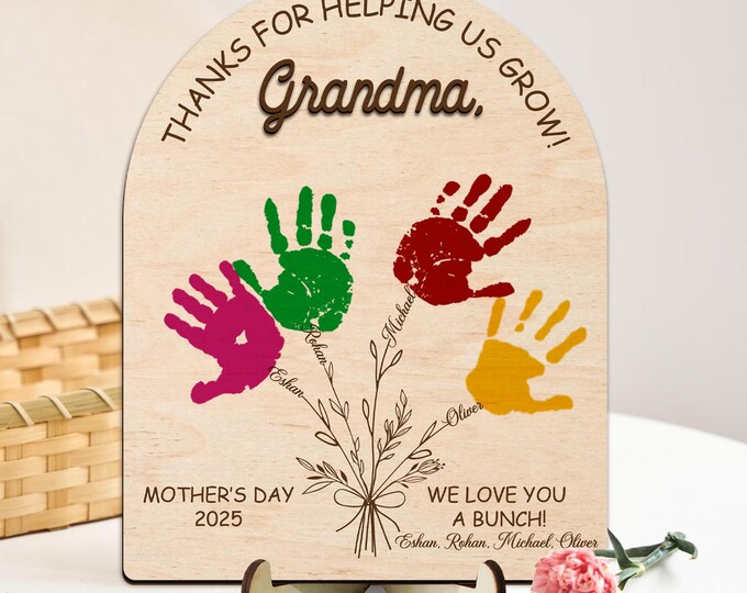 Personalized Flower Handprint Sign, Mother's Day Gift, Gifts for Mom ...