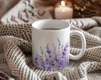 Handmade Ceramic Mug With Lavender Flowers - Etsy