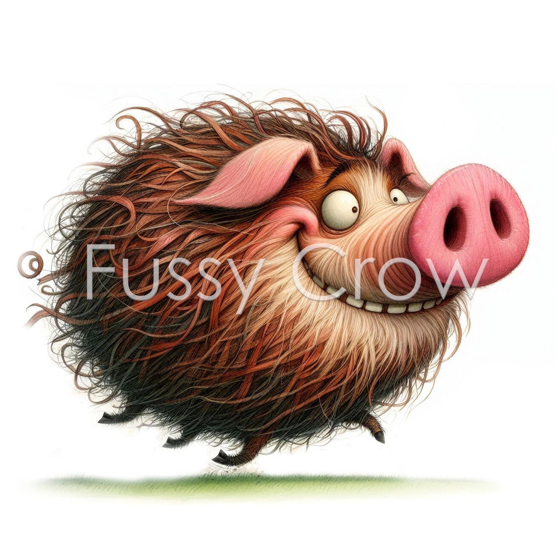 Quirky Pig Clipart, 10 High Quality Jpgs, Watercolour Funny Pig Images ...