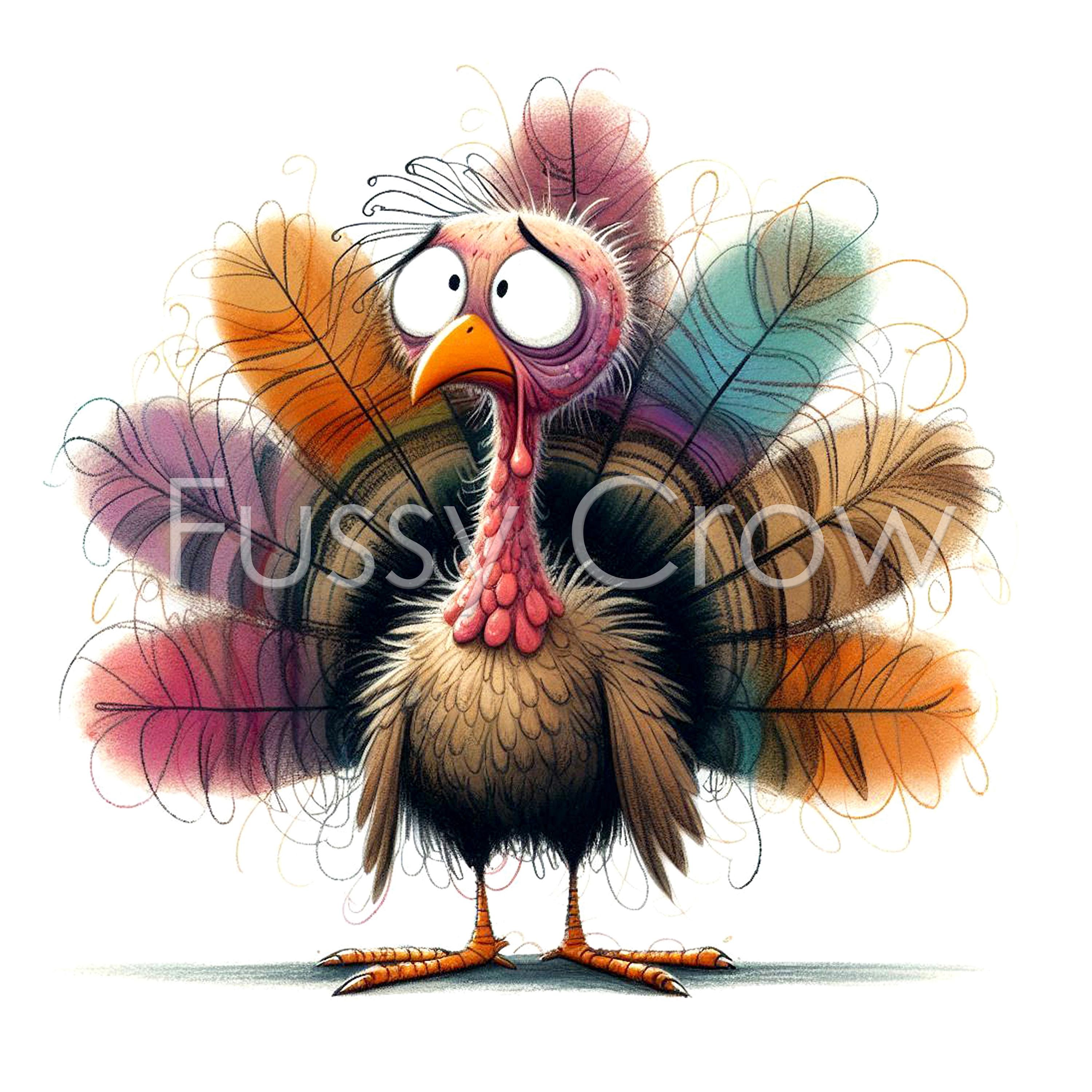 Funny Turkey Clipart, 10 High Quality Watercolour Jpgs, Thanksgiving ...