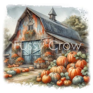 Autumn Farmhouse Clipart 10 High Quality Jpgs, Watercolour Rustic Fall ...