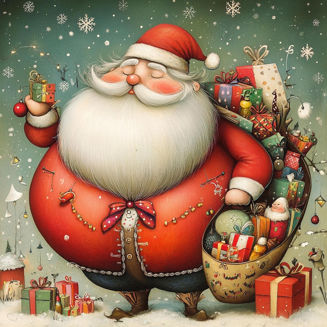 Father Christmas Clipart, 11 High Quality Jpgs, Quirky Santa Images ...