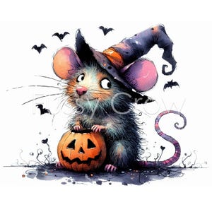 Halloween Mouse Clipart, 14 High Quality Jpgs, Watercolour Fall Animal ...