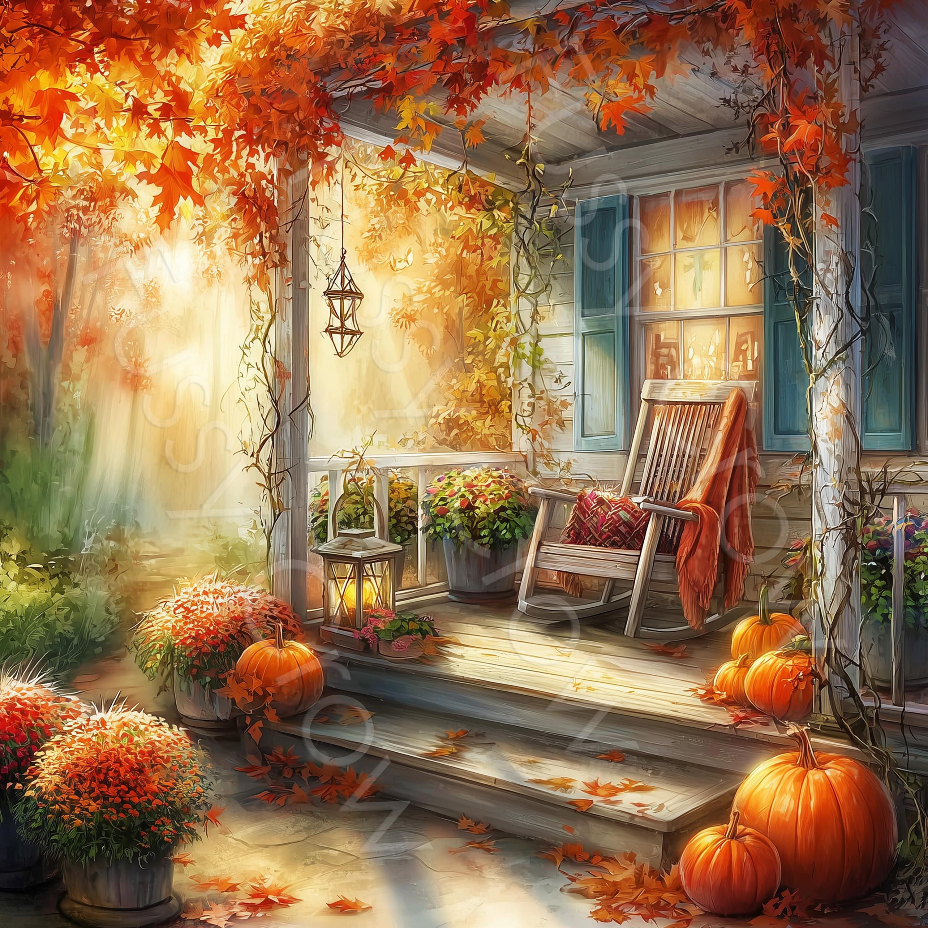 Autumn Farmhouse Porch Clipart 10 High Quality Watercolour Rustic Fall ...