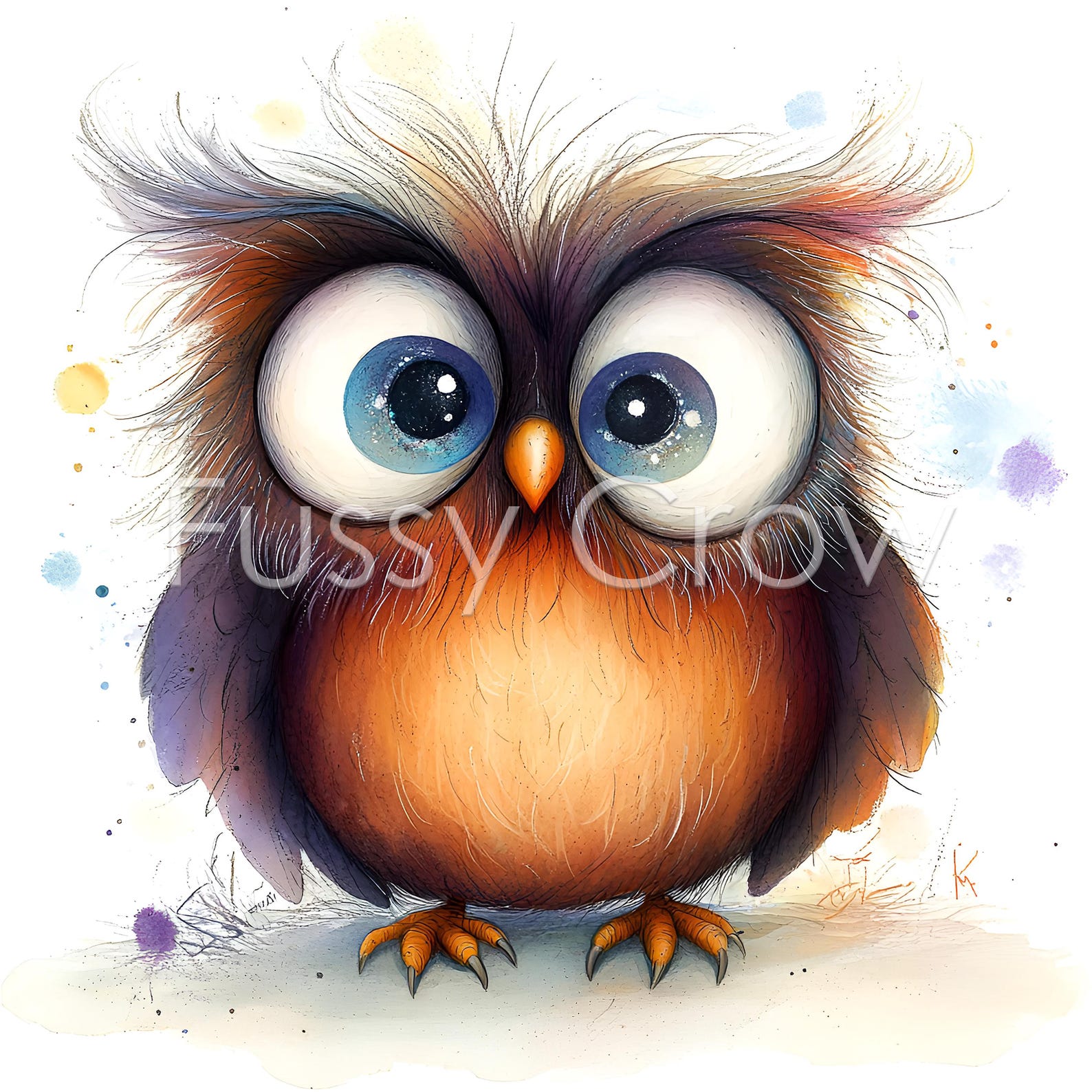 Scruffy Owls Clipart, 12 High Quality Jpgs, Quirky Owl Images, Cute ...