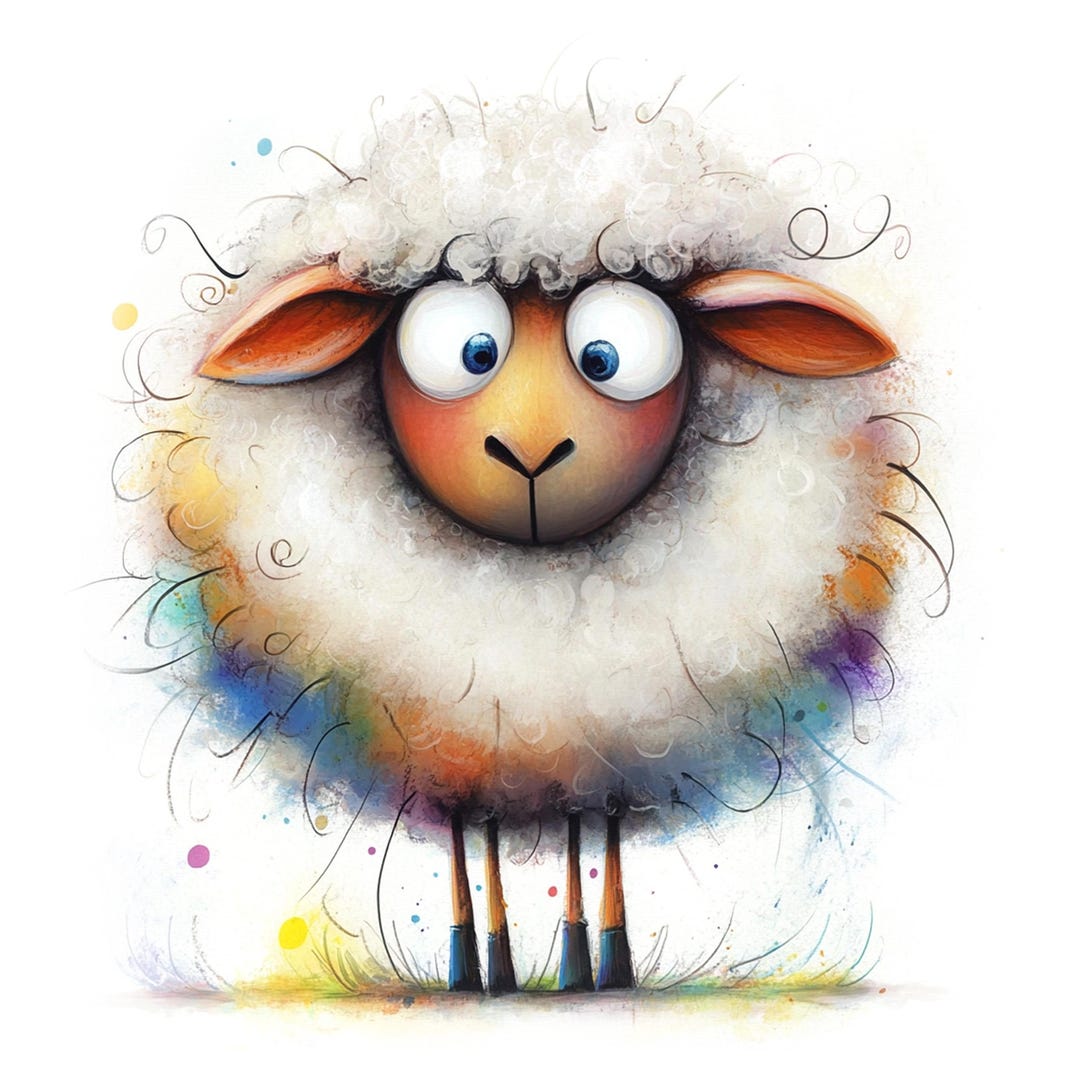 Funny Sheep Clipart, 12 High Quality Jpgs, Quirky Farm Animal, Card ...