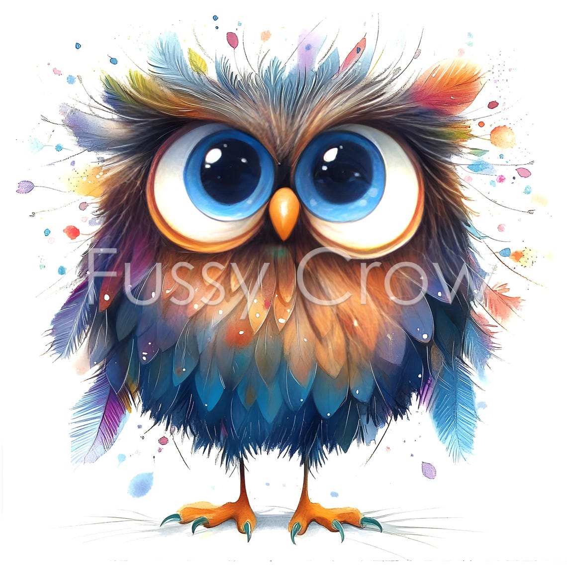 Scruffy Owls Clipart, 12 High Quality Jpgs, Quirky Owl Images, Cute ...