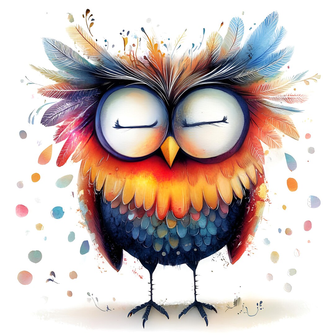 Scruffy Owls Clipart, 12 High Quality Jpgs, Quirky Owl Images, Cute ...