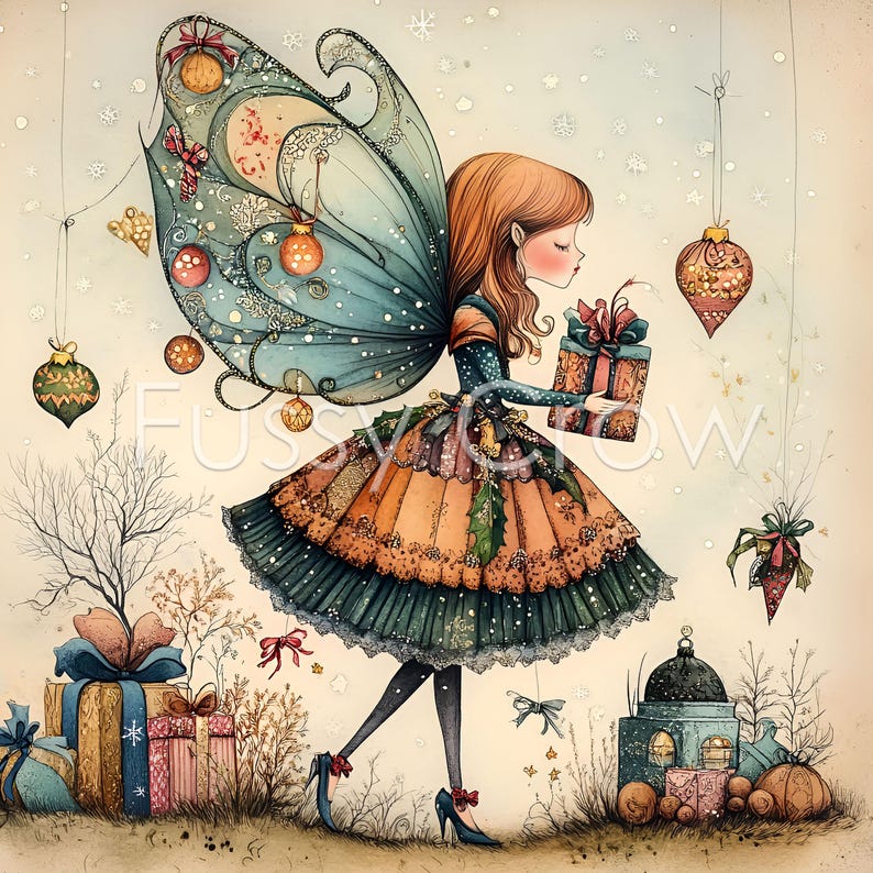 Victorian Christmas Fairy Clipart 10 High Quality Jpgs, Vintage Fairy ...