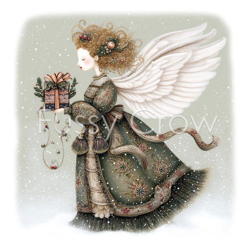 Christmas Angel Clipart, 10 High Quality Jpgs, Watercolour Whimsical ...