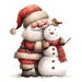 Santa Claus & Snowman Clip Art, Watercolour Christmas Graphics 10 Jpgs ...