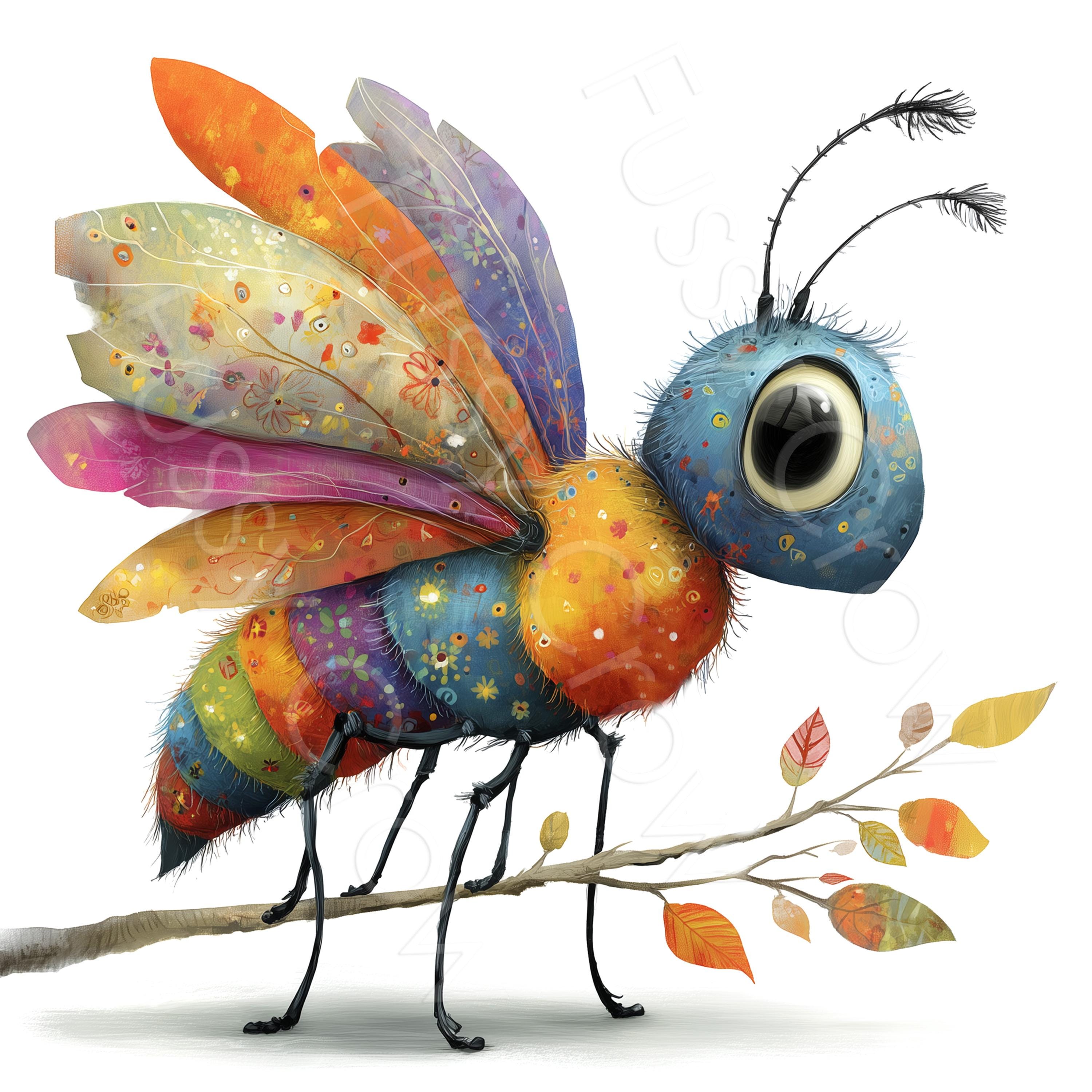 Quirky Rainbow Bug Clipart, 13 High Quality Watercolour Insect Ephemera ...