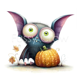 Quirky Autumn Bat Clipart, 11 High Quality Watercolour Jpgs, Halloween ...