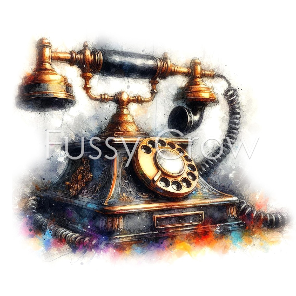 Vintage Telephone Clipart, 10 High Quality Jpgs, Watercolour Antique ...