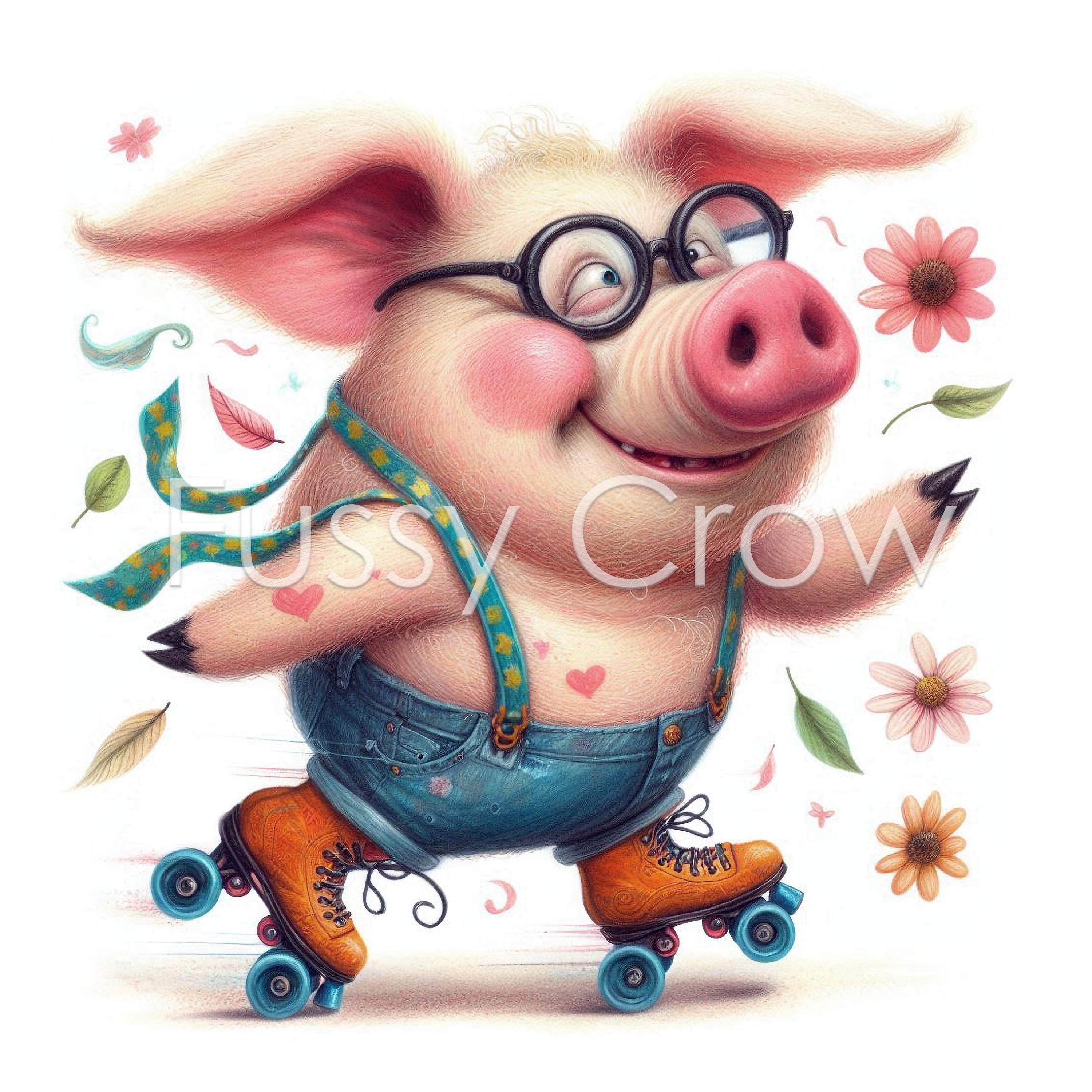Quirky Pig Clipart, 10 High Quality Jpgs, Watercolour Funny Pig Images ...