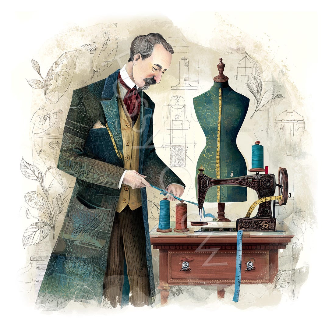 Victorian Gentleman's Tailor Clipart, 10 High Quality Watercolour ...