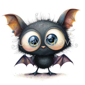 Quirky Autumn Bat Clipart, 11 High Quality Watercolour Jpgs, Halloween ...