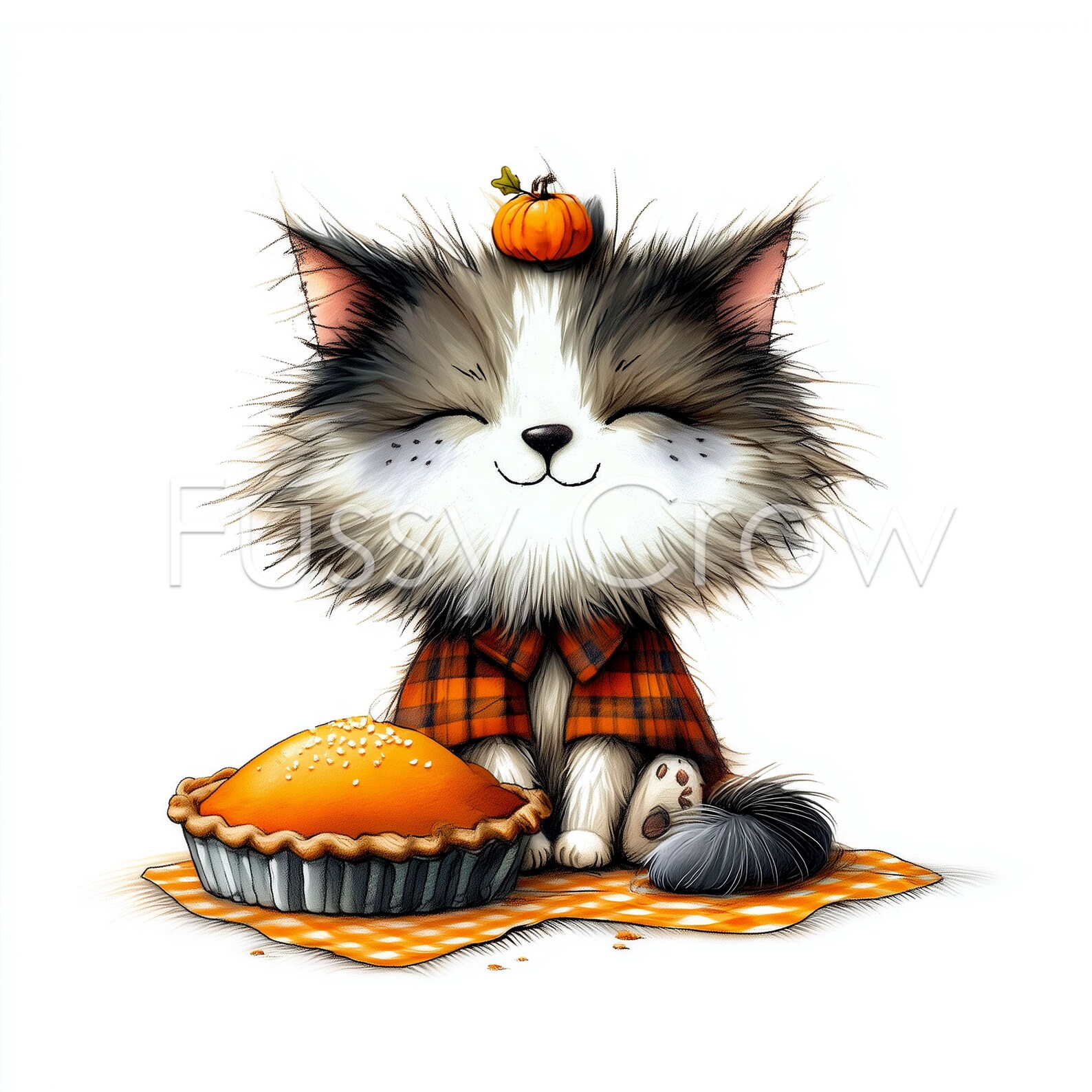 Quirky Cat Pumpkin Clipart, 10 High Quality Watercolour Autumn ...