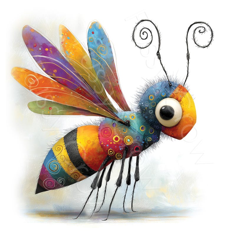 Quirky Rainbow Bug Clipart, 13 High Quality Watercolour Insect Ephemera ...