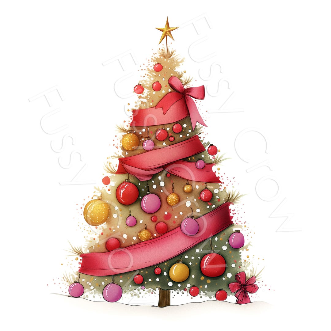 Whimsical Christmas Trees Clip Art, Watercolour Holiday Graphics, 12 ...