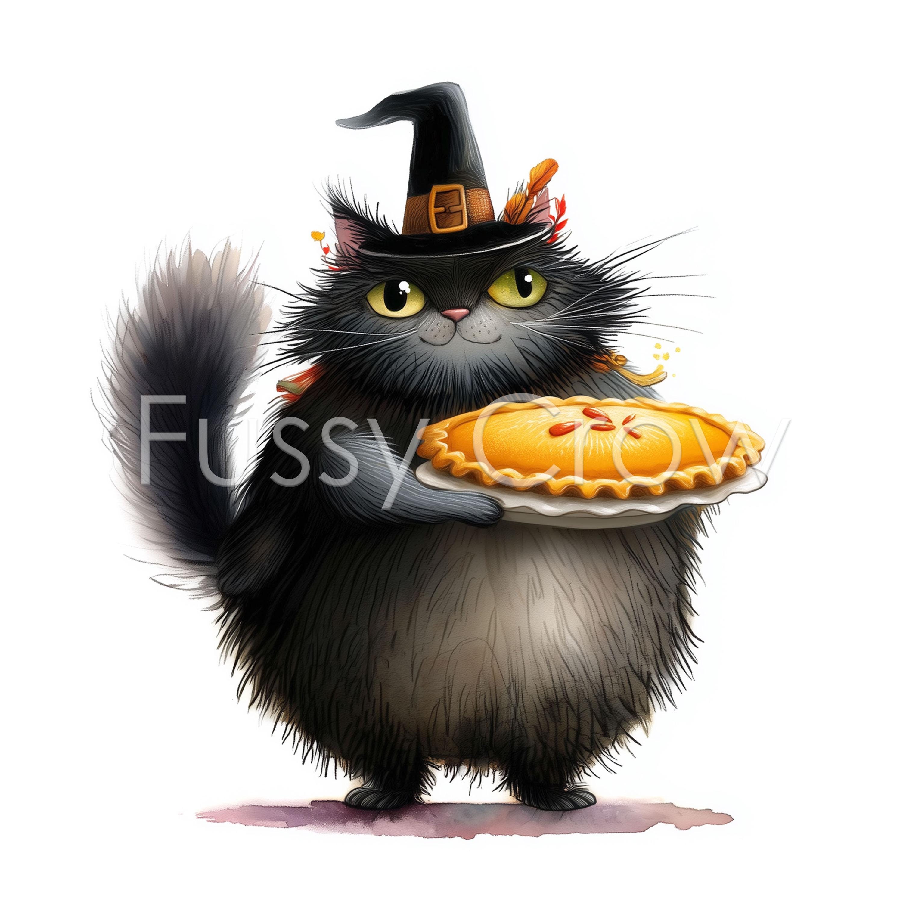 Quirky Cat Pumpkin Clipart, 10 High Quality Watercolour Autumn ...