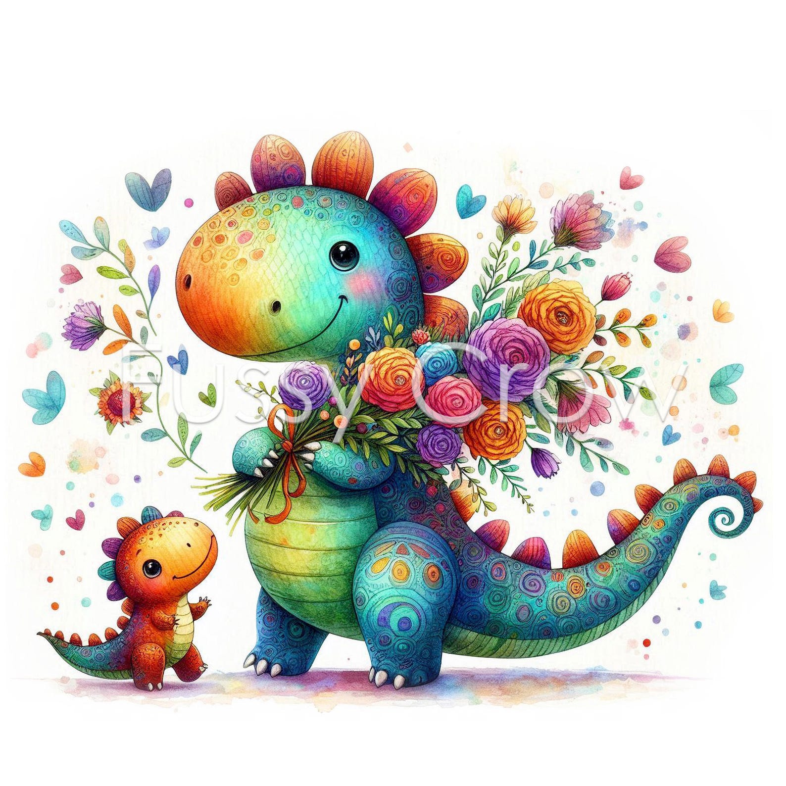 Mother & Baby Dinosaur Clipart, 10 High Quality Jpgs, Dino Love Clipart ...