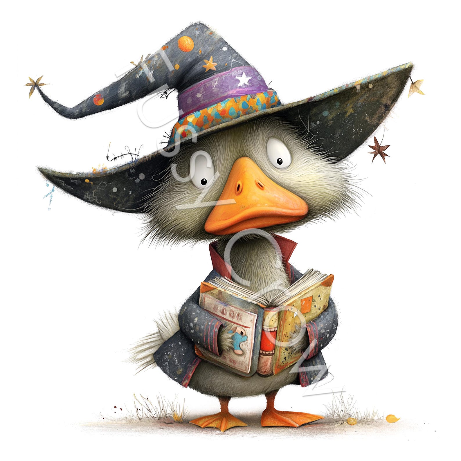Quirky Witch Duck Clipart, 12 High Quality Watercolour Whimsical ...