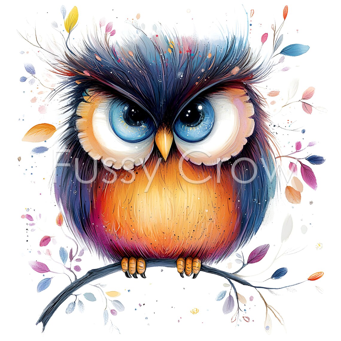 Scruffy Owls Clipart, 12 High Quality Jpgs, Quirky Owl Images, Cute ...