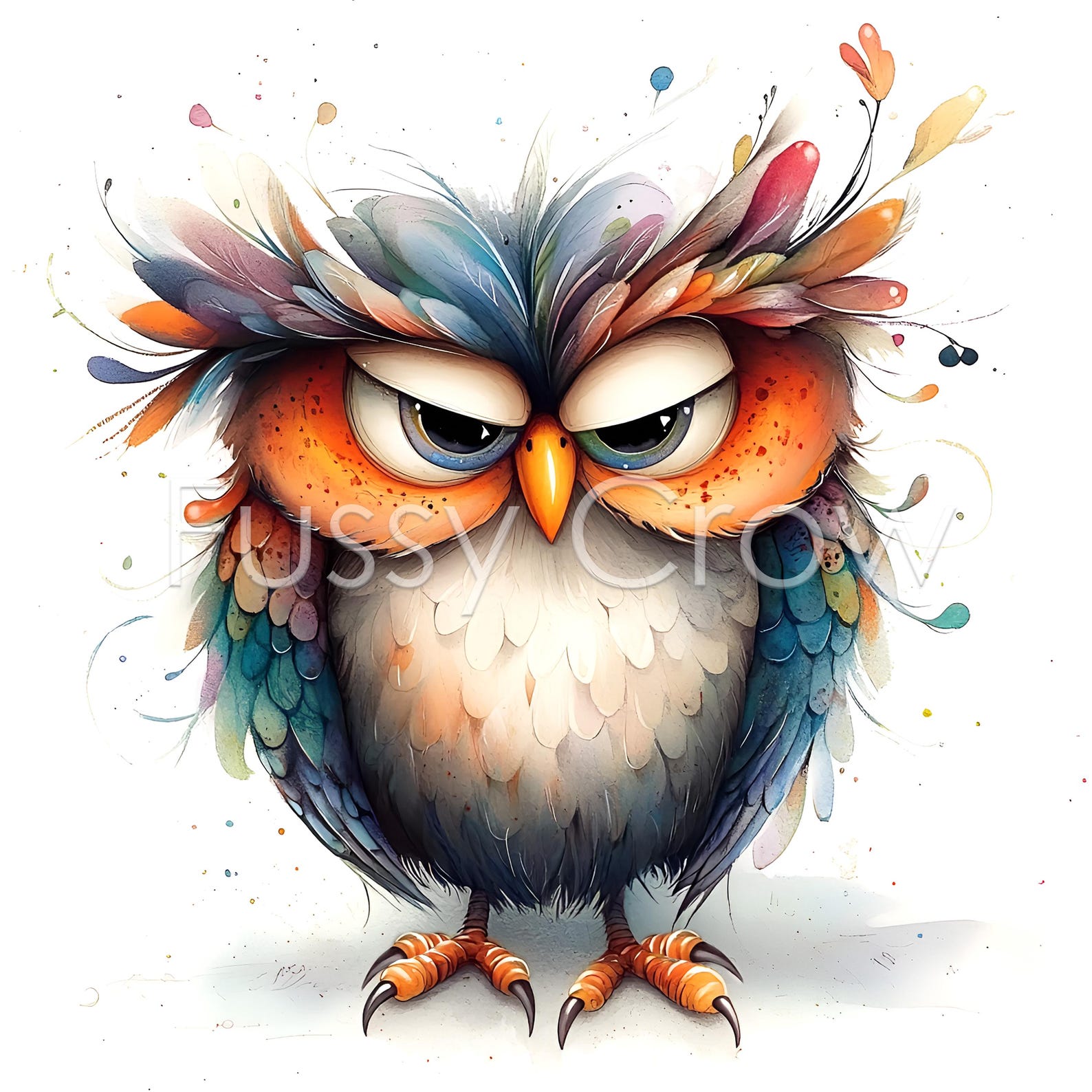 Scruffy Owls Clipart, 12 High Quality Jpgs, Quirky Owl Images, Cute ...
