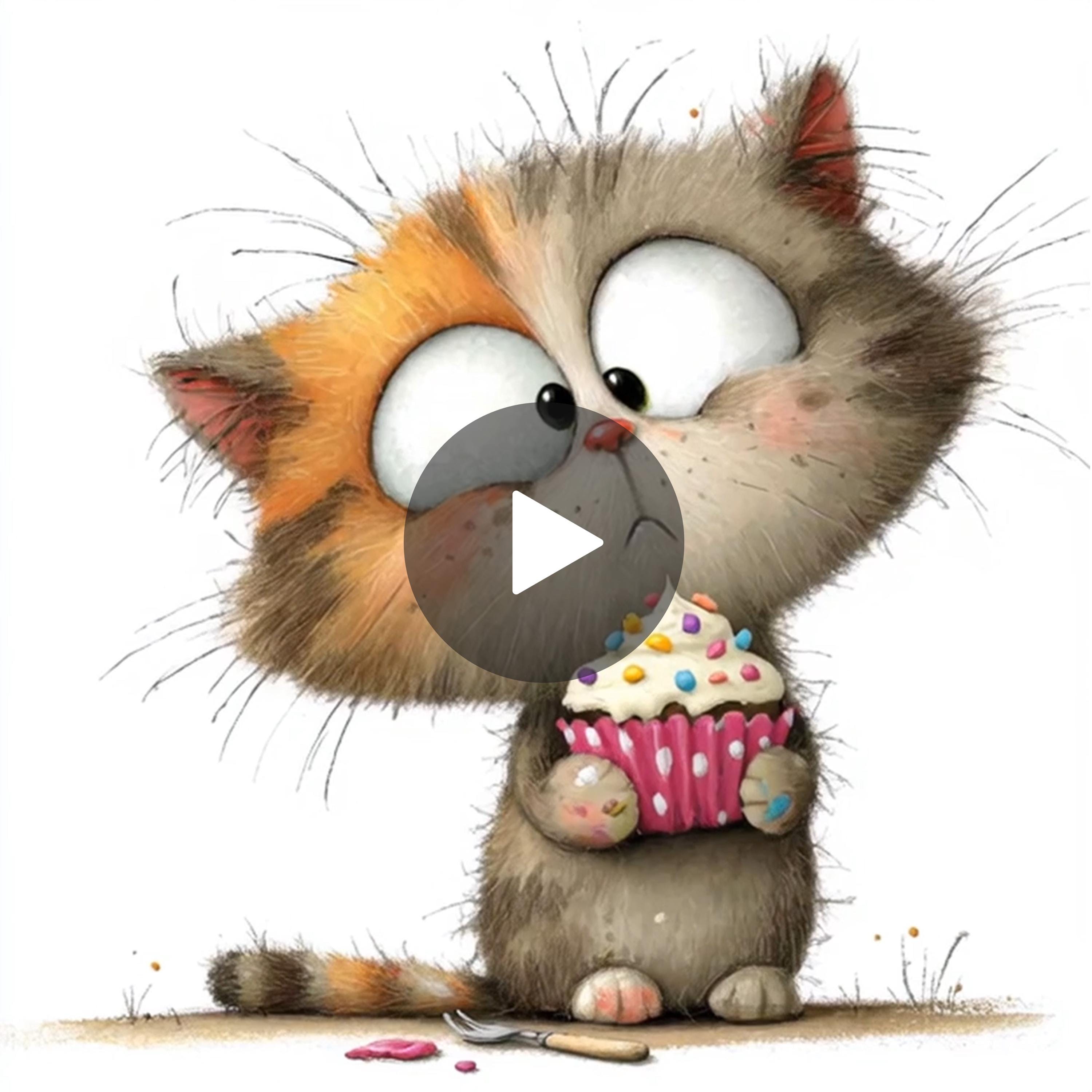 Animated Cute Cat Clipart 4 Video Shorts, Digital Download for ...