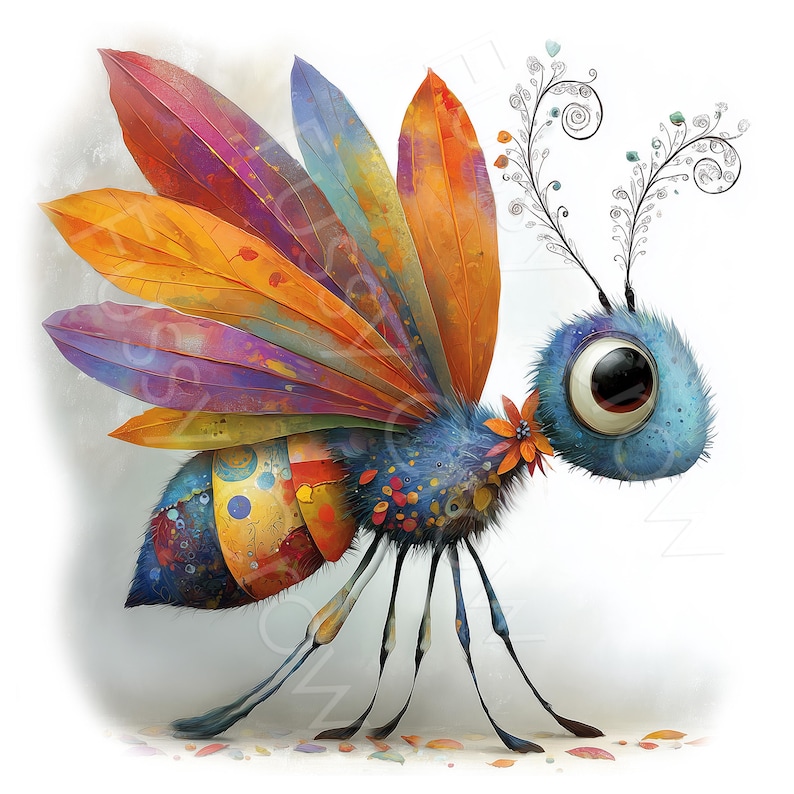 Quirky Rainbow Bug Clipart, 13 High Quality Watercolour Insect Ephemera ...