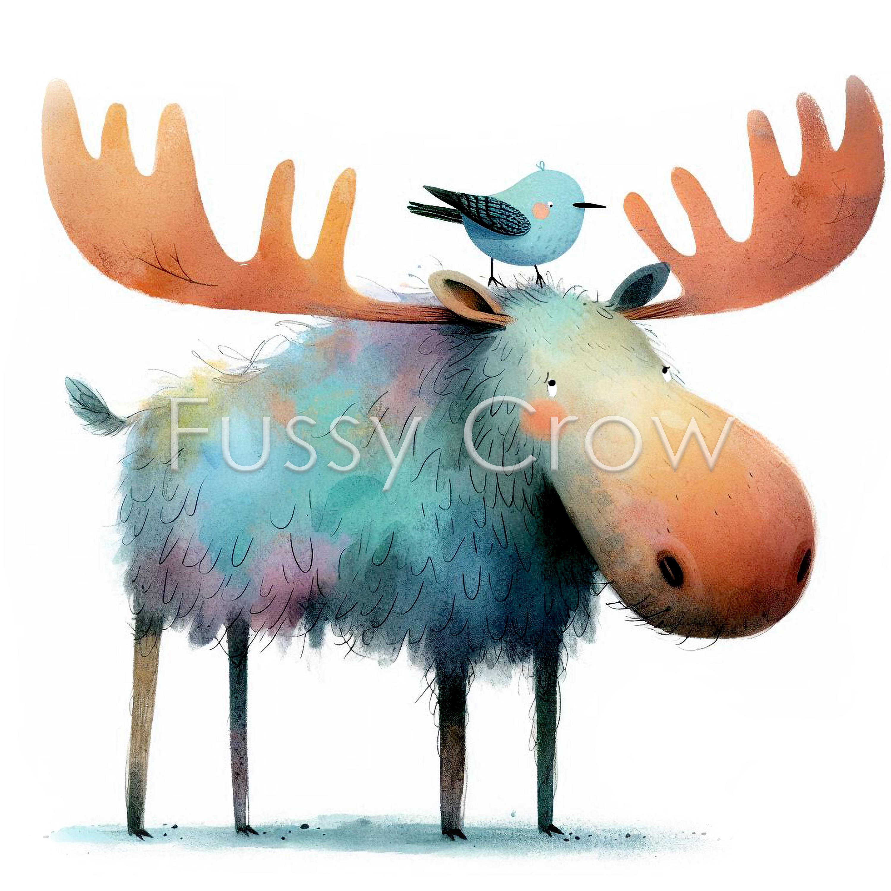 Quirky Moose Clipart, 10 High Quality Jpgs, Funny Whimsical Animal ...