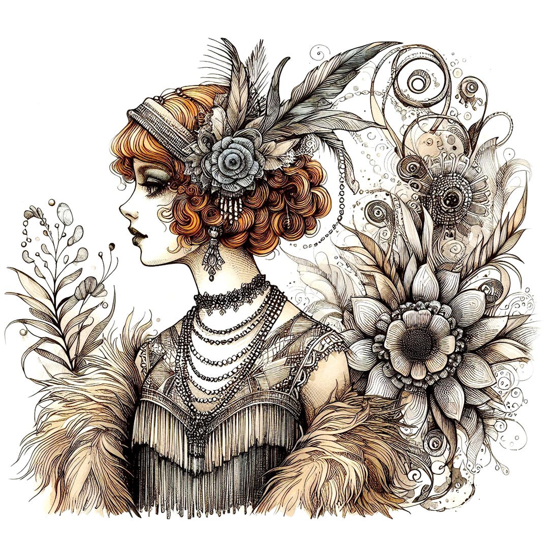 Flapper Girl Clipart 10 High Quality Jpgs, 1920's Style Clipart, Retro ...