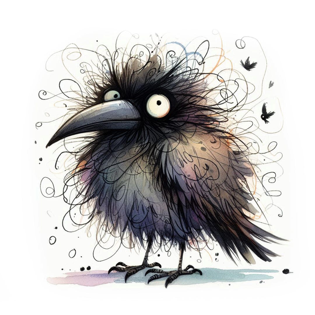 Funny Crow Clipart, 10 High Quality Jpgs, Quirky Raven Images ...