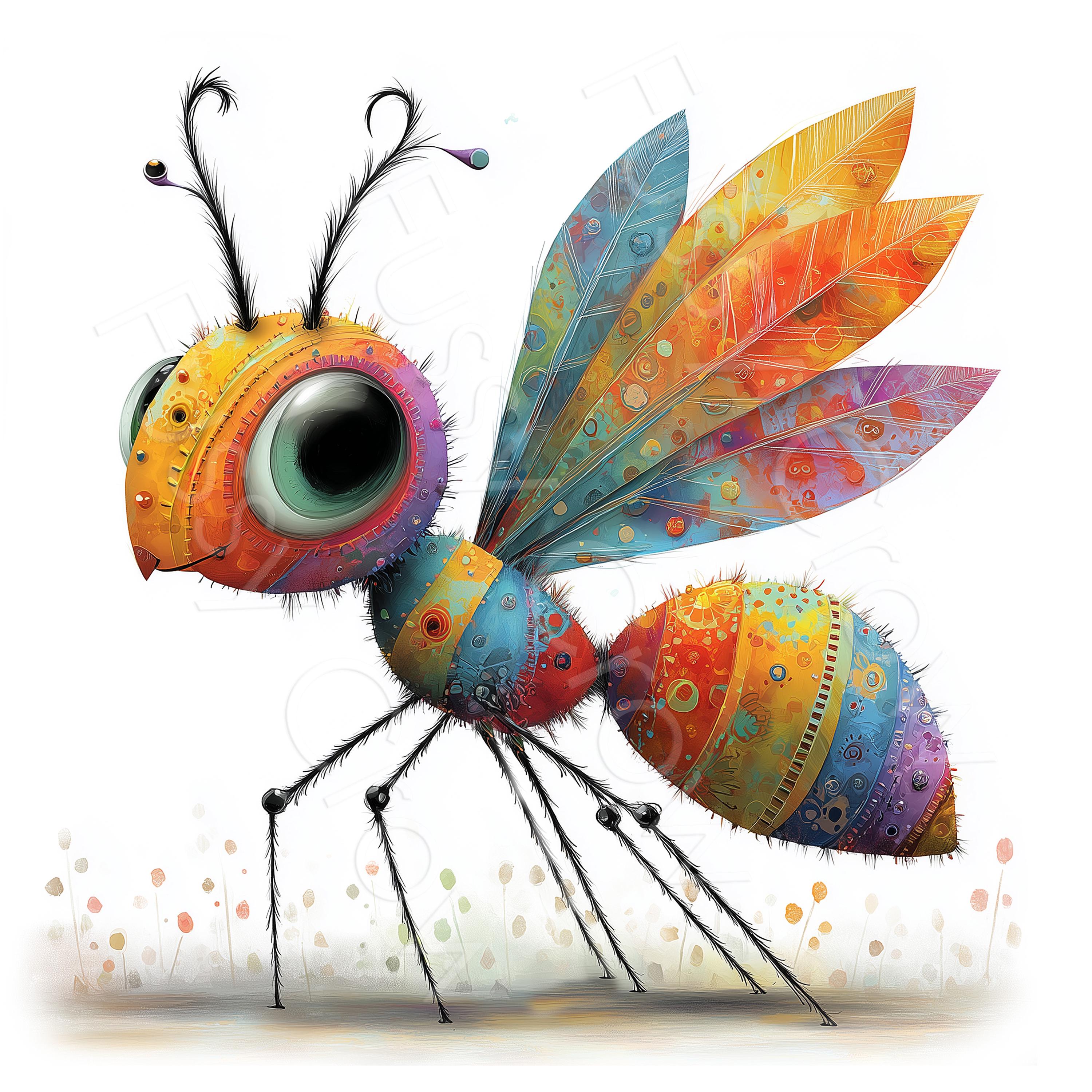 Quirky Rainbow Bug Clipart, 13 High Quality Watercolour Insect Ephemera ...