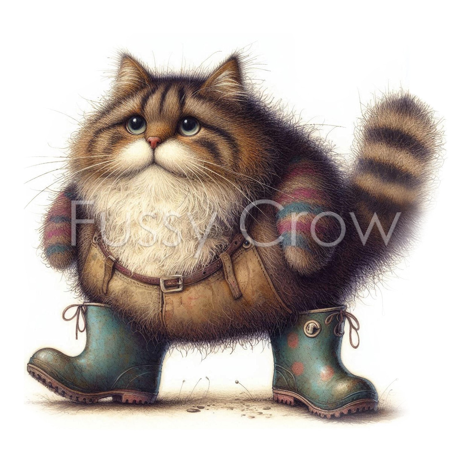 Cat With Boots Clipart, 10 High Quality Jpgs, Quirky Cat Images, Funny ...