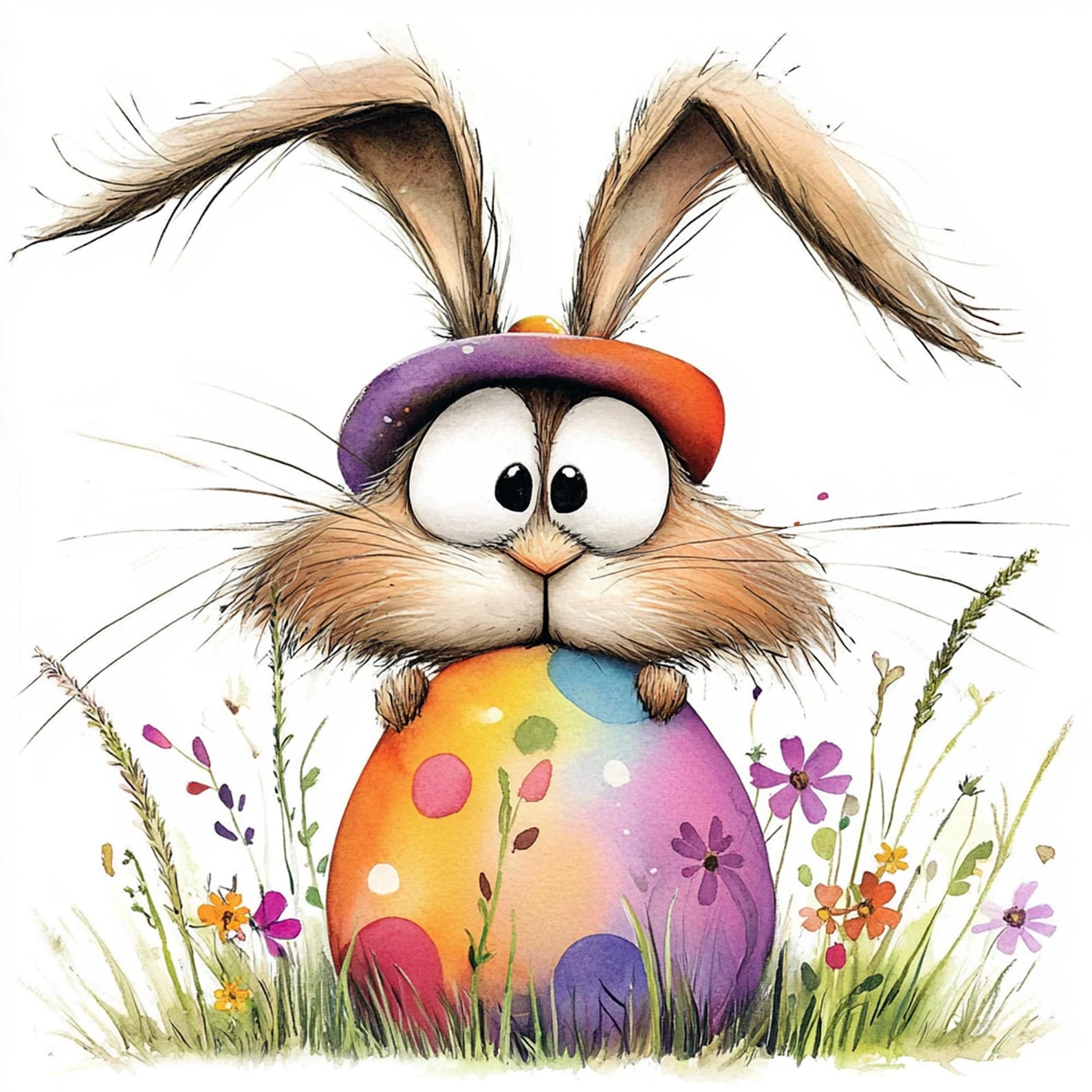 Funny Easter Bunny Clipart, 15 High Quality Jpgs, Watercolour Quirky ...