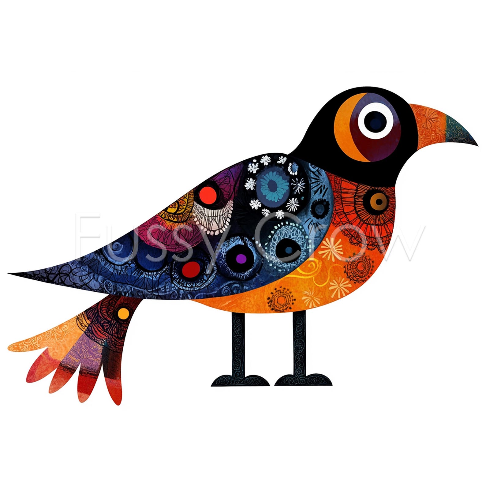 Folk Art Crow Clipart, 10 High Quality Jpgs, Watercolour Nordic Bird ...