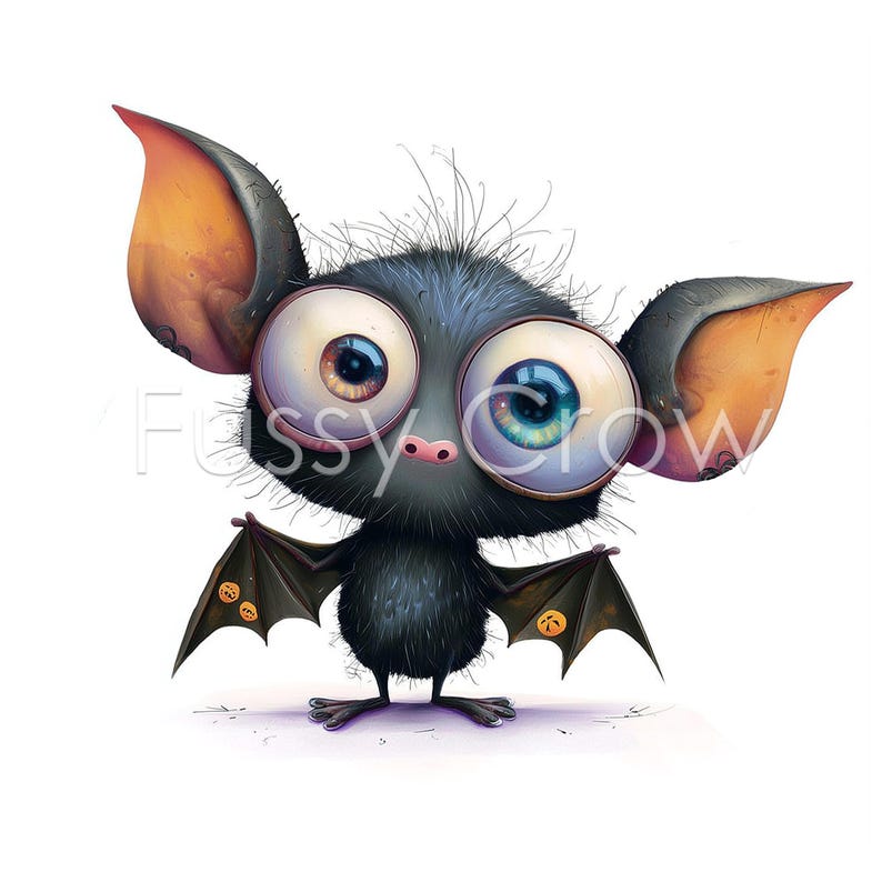 Quirky Autumn Bat Clipart, 11 High Quality Watercolour Jpgs, Halloween ...