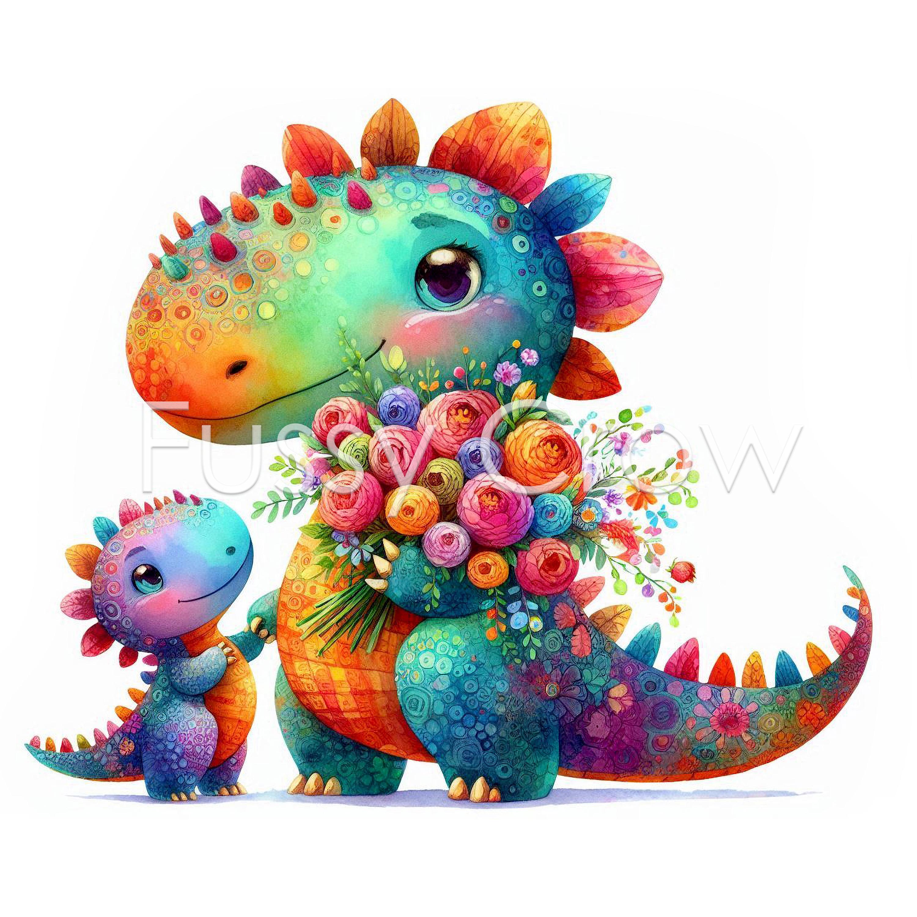 Mother & Baby Dinosaur Clipart, 10 High Quality Jpgs, Dino Love Clipart ...