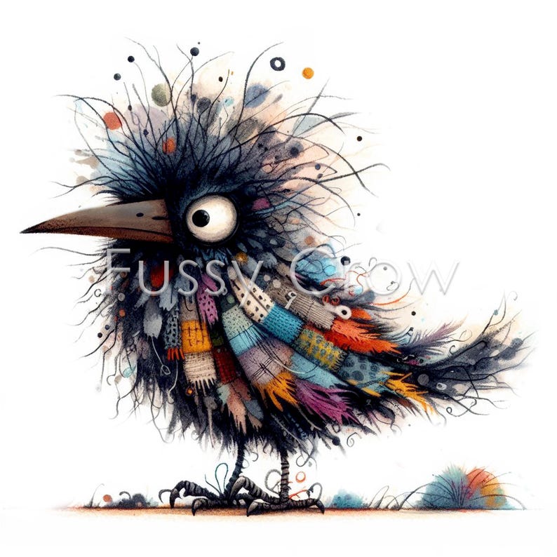 Funny Crow Clipart, 10 High Quality Jpgs, Quirky Raven Images ...