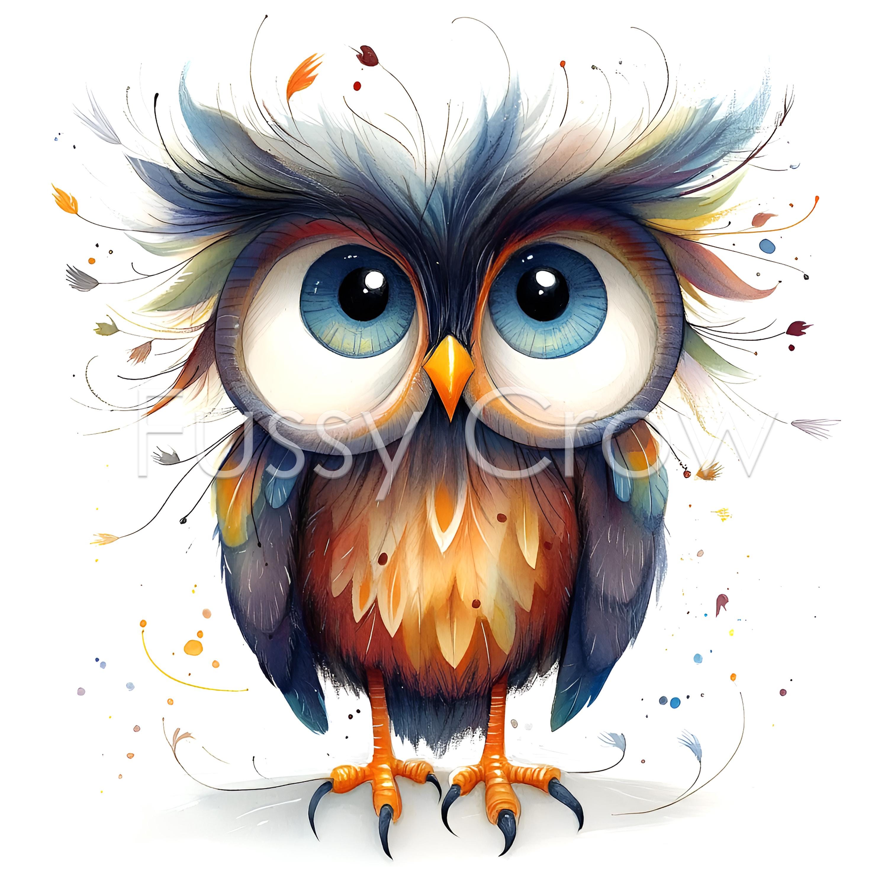 Scruffy Owls Clipart, 12 High Quality Jpgs, Quirky Owl Images, Cute ...