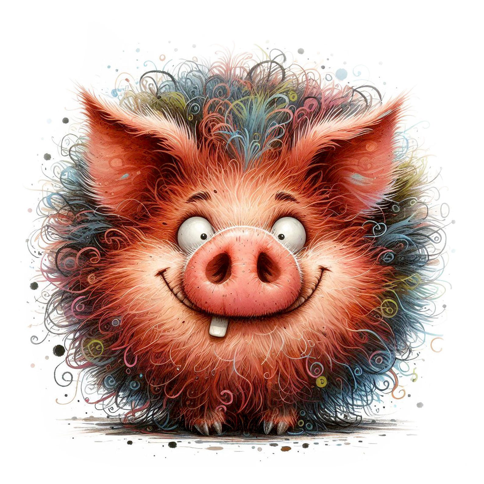 Quirky Pig Clipart, 10 High Quality Jpgs, Watercolour Funny Pig Images ...