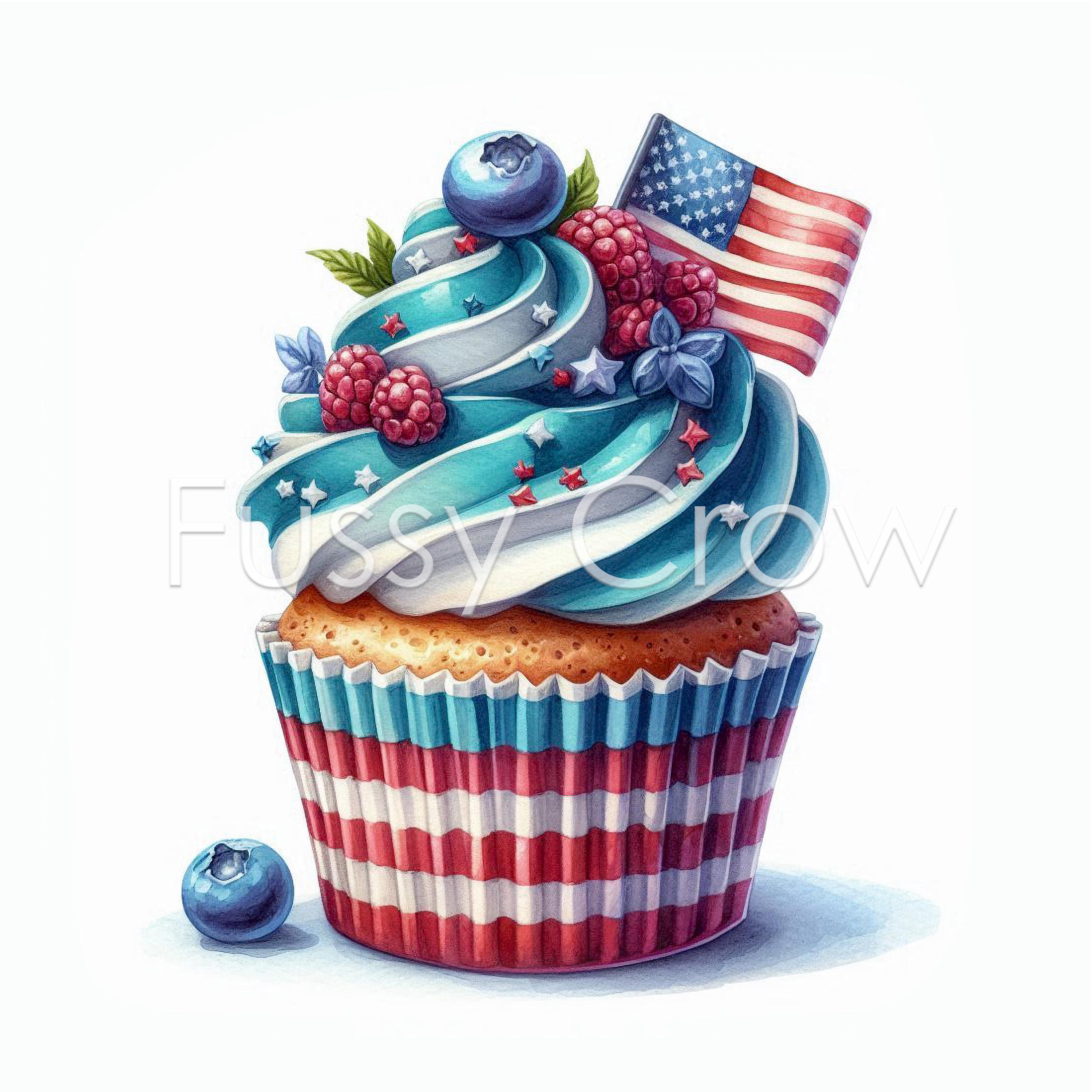 Celebration Cupcake Clipart, 10 High Quality Jpgs, 4th of July ...